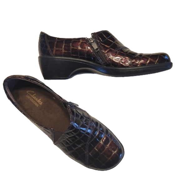 Clarks | Shoes | Clarks Bendables Croc Embossed Patent Slip On Shoes ...